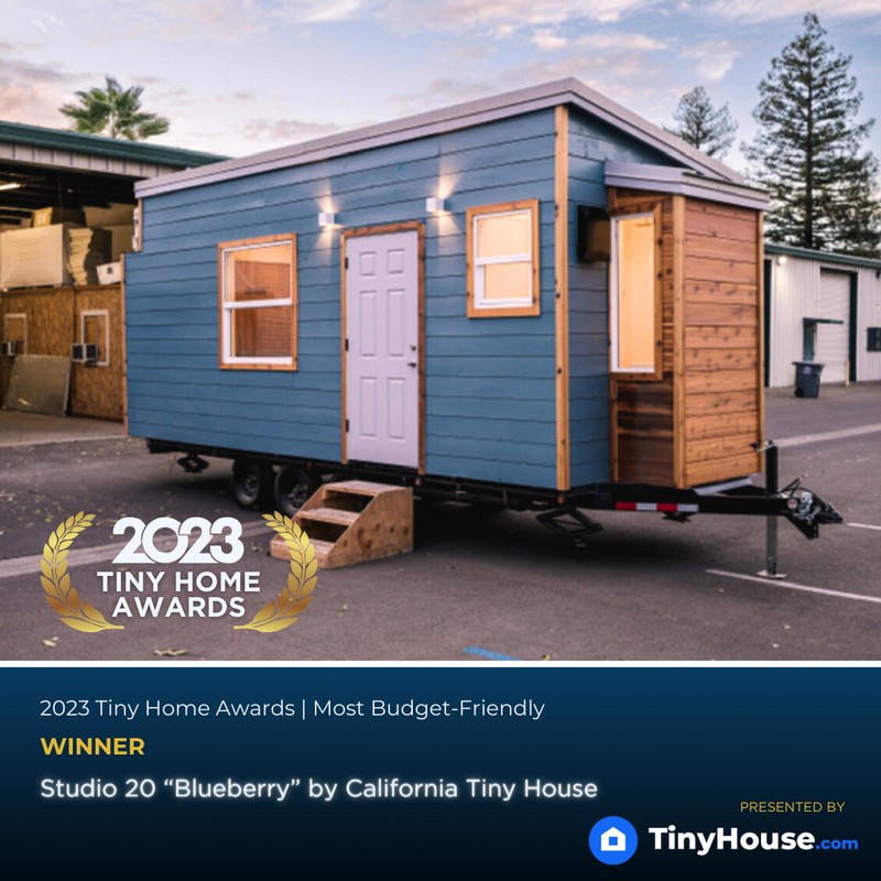 Most Budget-Friendly: Studio 20 "Blueberry" by California Tiny House | Tiny Home Awards 2023